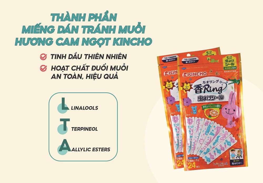 MIẾNG DÁN TRÁNH MUỖI HƯƠNG CAM NGỌT KINCHO (24 MIẾNG/TÚI)